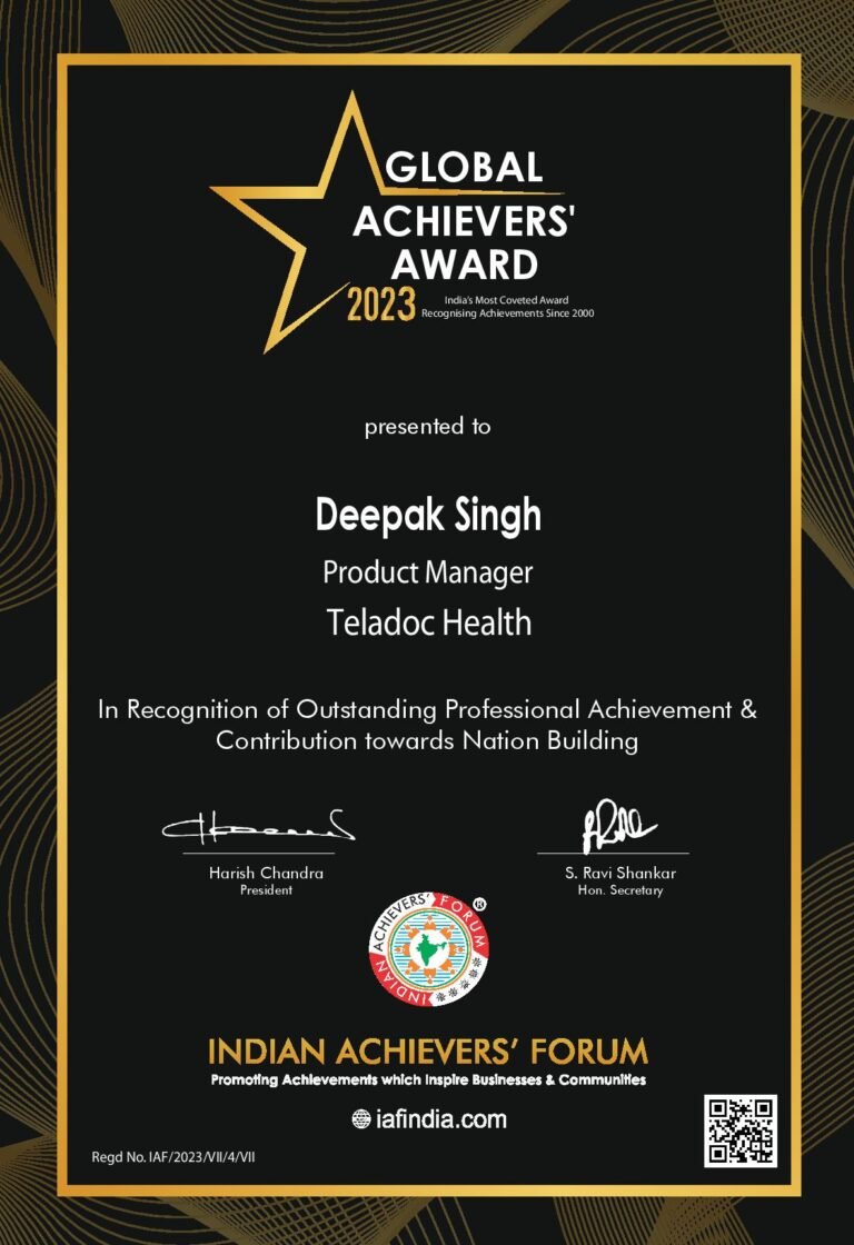 Mr. Deepak Singh – INDIAN ACHIEVERS FORUM Mr. Deepak Singh – INDIAN ACHIEVERS FORUM