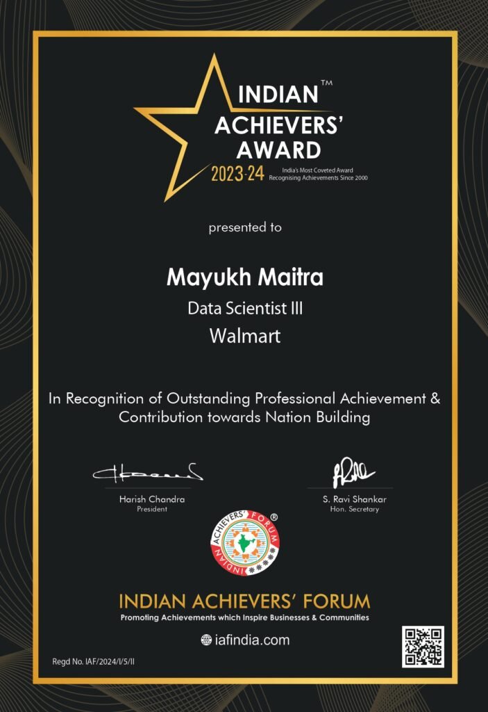 Mr. Mayukh Maitra - Indian Achievers | Indian Awards | Indian Achievements