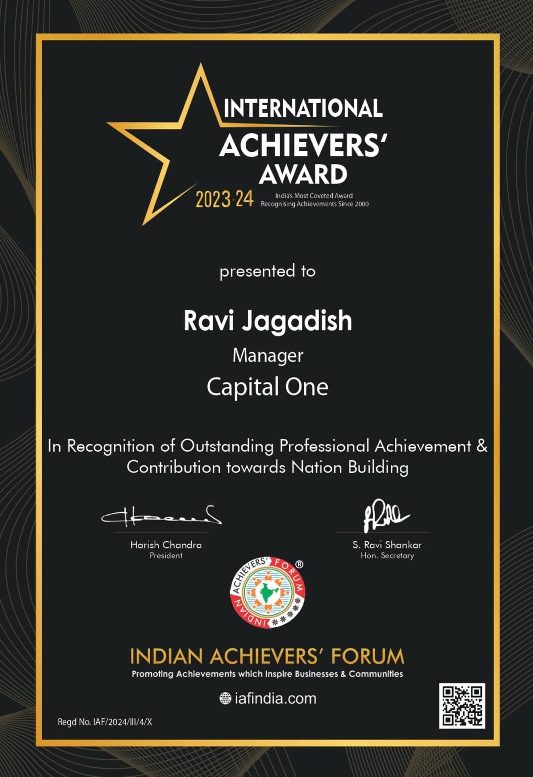 Mr. Ravi Jagadish - International Achievers | International Awards ...