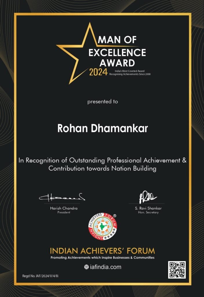 Mr. Rohan Dhamankar - Achievers | Achievement | Recognition Awards