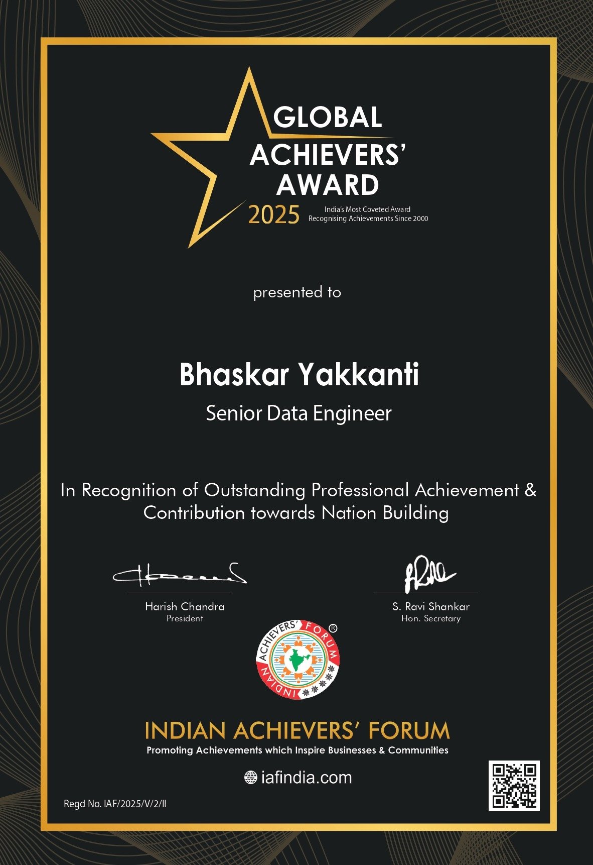 IAF- Best Global Achiever Awards 2025 | Global achievers recognition ...
