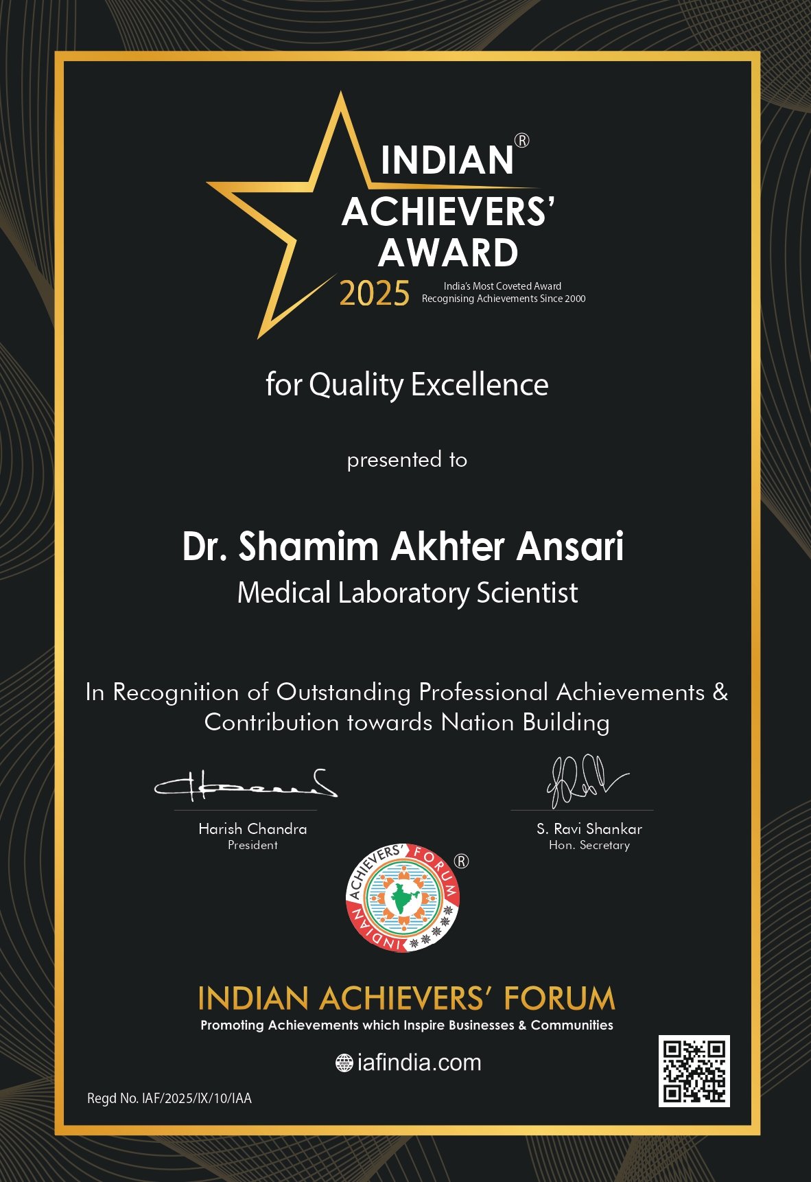 Dr. Shamim Akhter Ansari - National Achievers Awards in India | Best ...