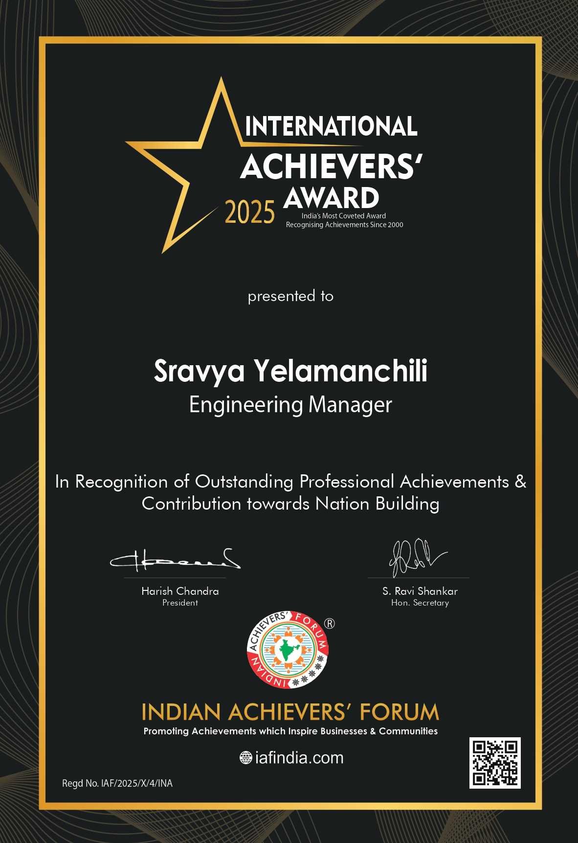 Mrs. Sravya Yelamanchili - International Achievers | International ...